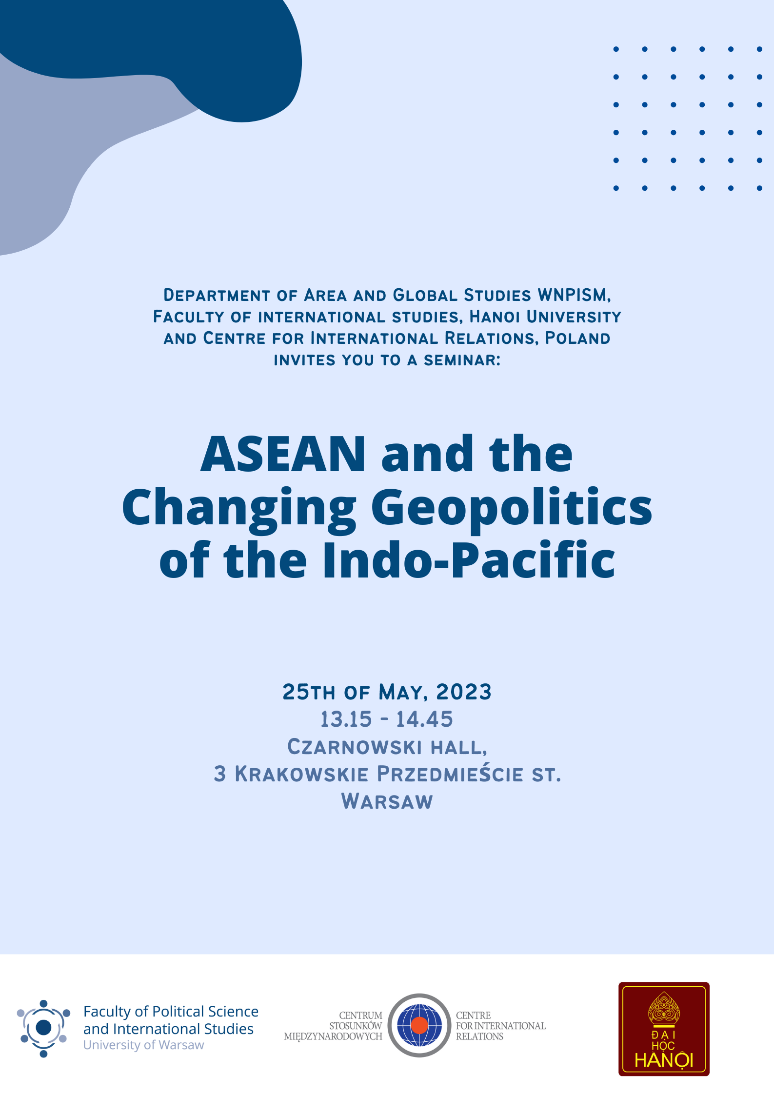 Seminar “ASEAN and the Changing Geopolitics of the Indo-Pacific ...